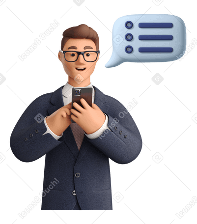 3D Man making a task list on his phone Illustration in PNG, SVG