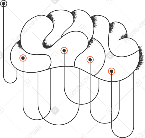 Brain with electrodes Illustration in PNG, SVG