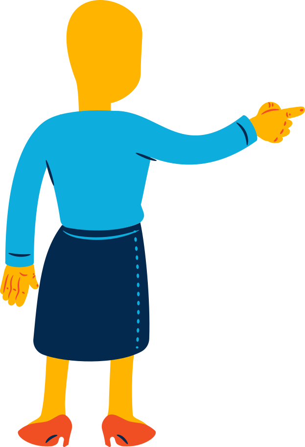 Woman pointing back Illustration in PNG, SVG