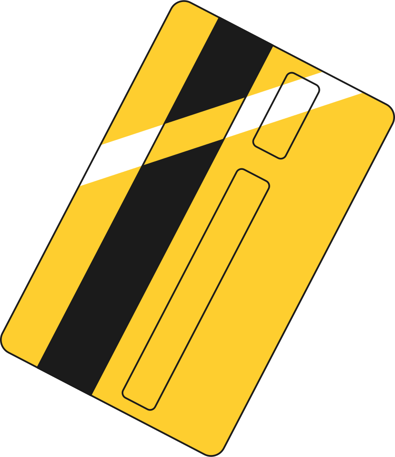 Yellow bank card with highlights Illustration in PNG, SVG