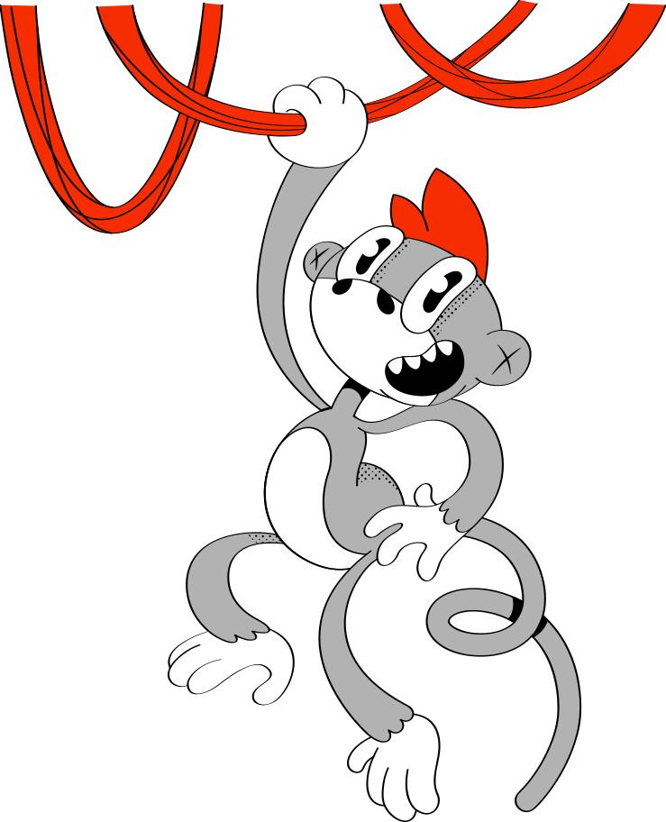 Monkey on a vine Illustration in PNG, SVG