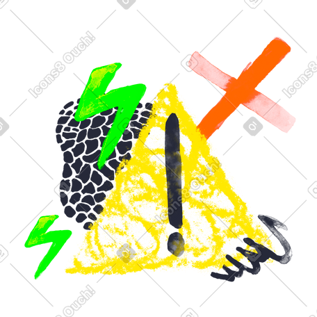 Danger sign with cross and lightnings PNG, SVG