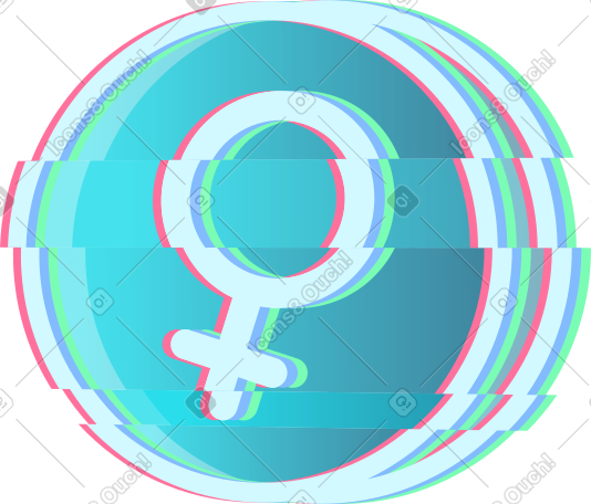 Female symbol glitch effect PNG, SVG