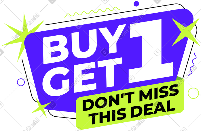 Lettering buy one get one with decoration text PNG, SVG