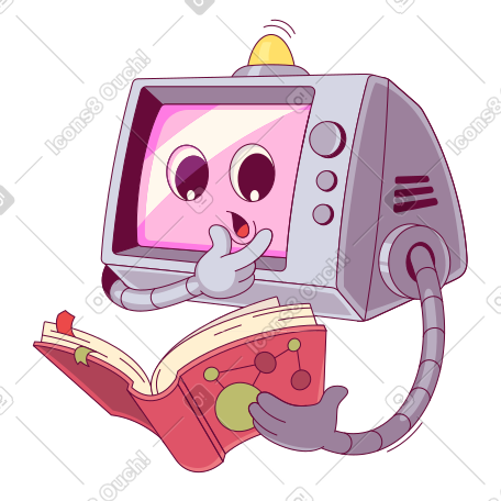 Curious computer character reading book animated illustration in GIF ...