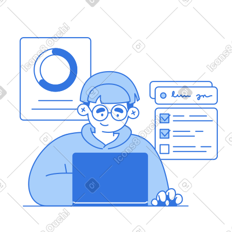 Productive man marking tasks as completed animated illustration in GIF ...
