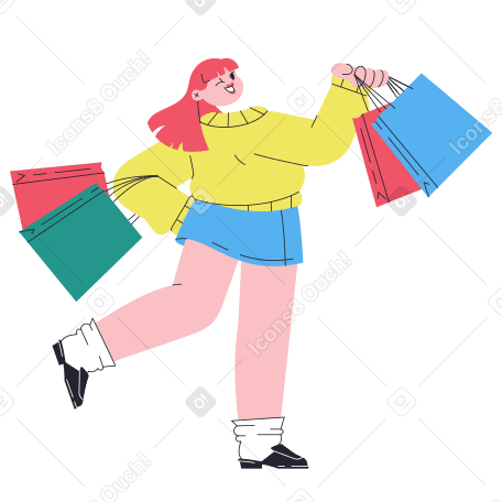 Happy woman on a shopping spree Illustration in PNG, SVG