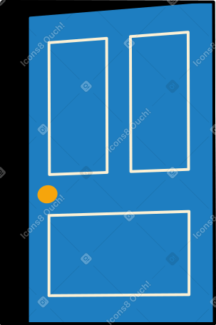 Blue open door Illustration in PNG, SVG