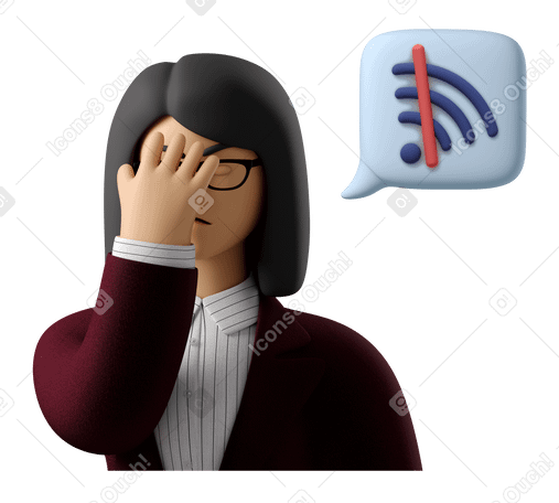3D Businesswoman facepalming over lost wi-fi connection Illustration in ...