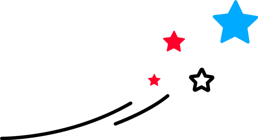 Flying red and blue stars Illustration in PNG, SVG