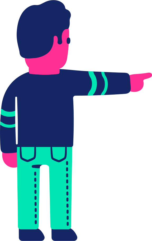 Man back pointing Illustration in PNG, SVG