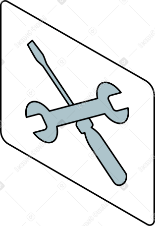 Иллюстрация Рамка с отверткой и гаечным ключом в PNG и SVG