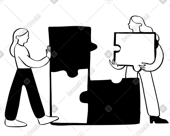 Team solving a puzzle together PNG, SVG