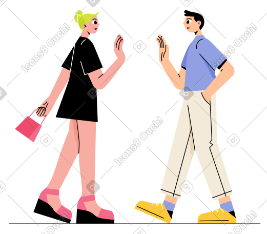Woman and man walk towards each other PNG, SVG