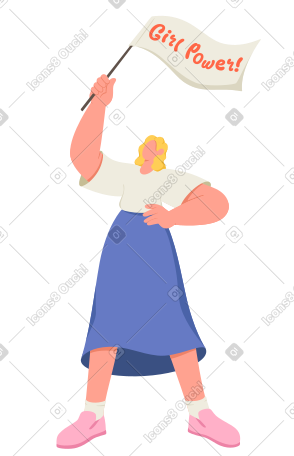Woman carrying a Girl Power flag PNG, SVG