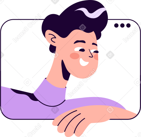 Man in a browser window Illustration in PNG, SVG