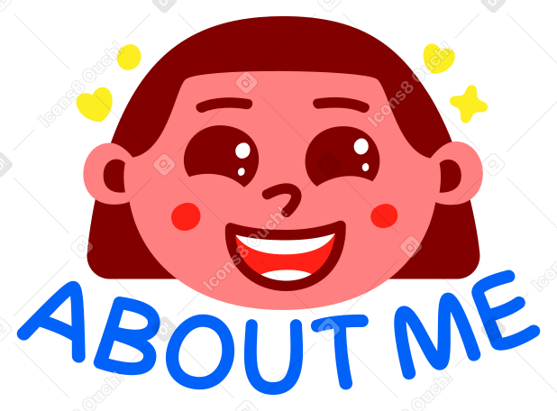 Lettering sticker about me girl yellow red Illustration in PNG, SVG