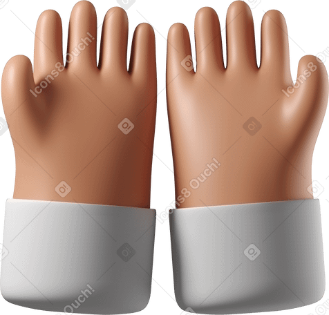 3D tanned cupped hands Illustration in PNG, SVG