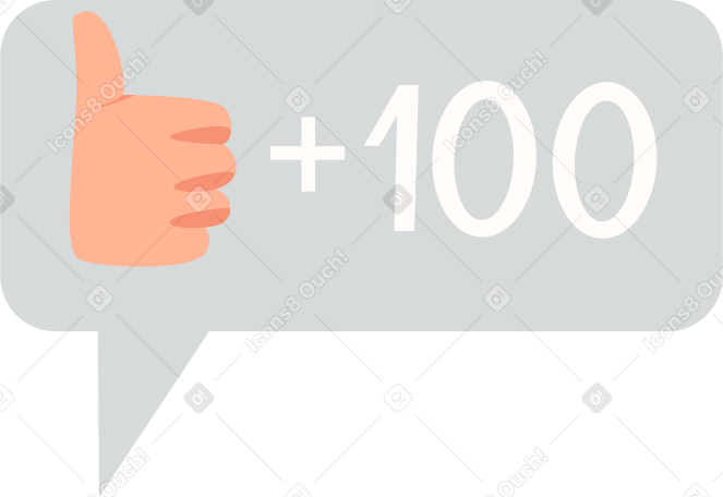 One hundred thumbs up in a speech bubble Illustration in PNG, SVG