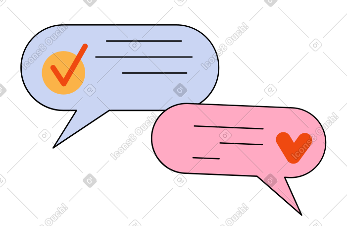 Chat conversation animated illustration in GIF, Lottie (JSON), AE