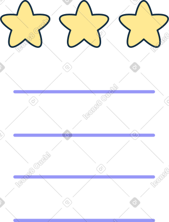 Text with three stars PNG, SVG