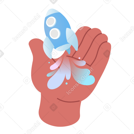 Hand holding a launching rocket animated illustration in GIF, Lottie ...