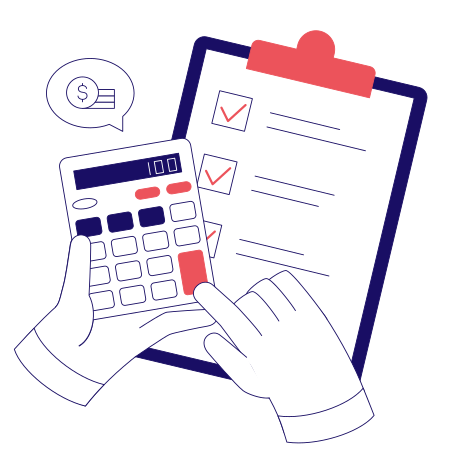Budget planning, doing taxes and accounting animated illustration in ...