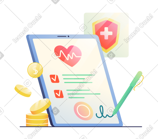 Registration of medical insurance animated illustration in GIF, Lottie ...