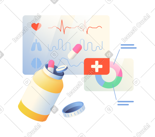 Medicines and medical indicators animated illustration in GIF, Lottie ...