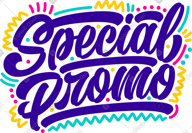 Lettering special promo with dots and lines text PNG, SVG