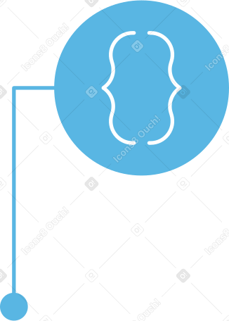 Curly braces in blue circle Illustration in PNG, SVG