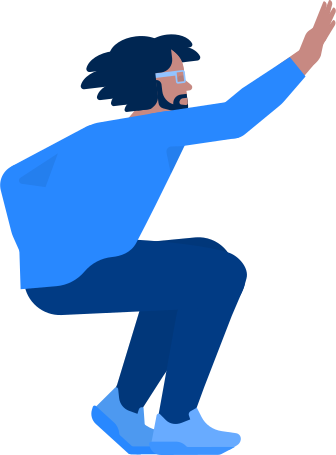 Man sits and raises his hand high five side view Illustration in PNG, SVG