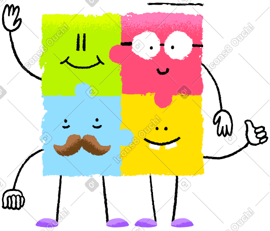 Puzzle pieces joining together and working in team PNG, SVG