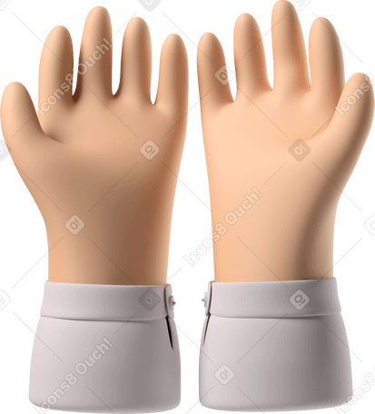 3D White skin cupped hands Illustration in PNG, SVG