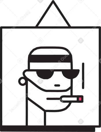 Portrait of a man with a cigar Illustration in PNG, SVG