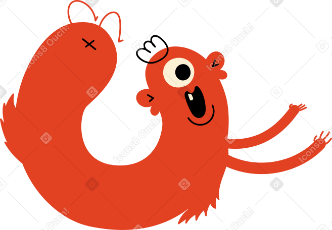 Red character with one-eyed Illustration in PNG, SVG