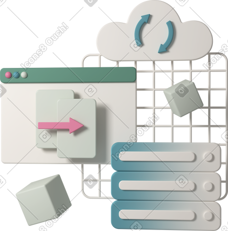 3D cloud data synchronization PNG, SVG