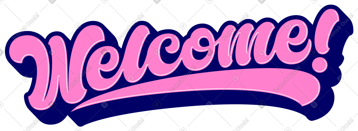 Lettering welcome! with shadows text PNG, SVG