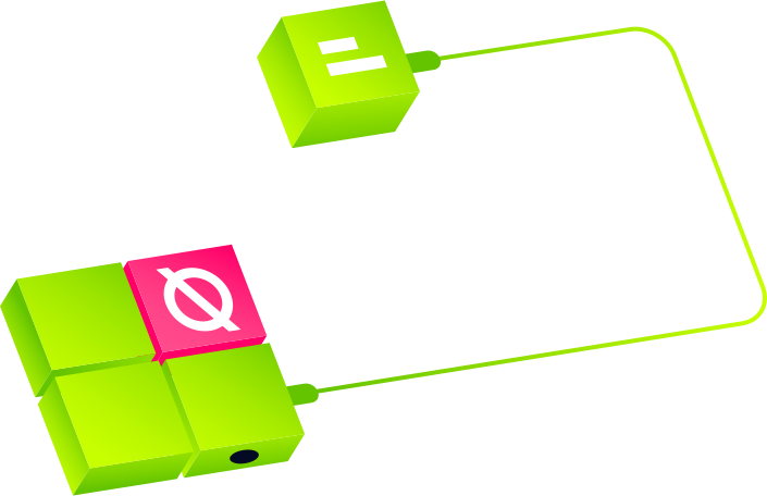 Cubes connected by wire Illustration in PNG, SVG