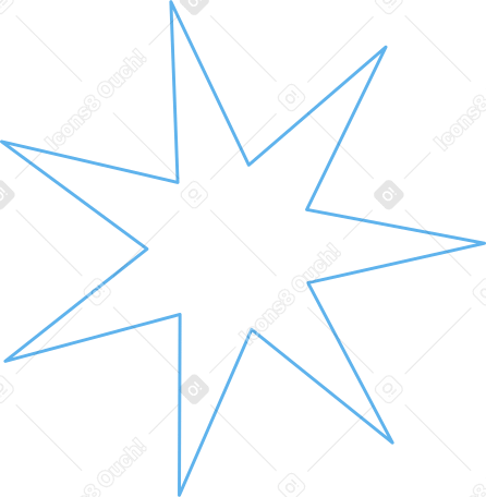 Blue line star with seven ends Illustration in PNG, SVG