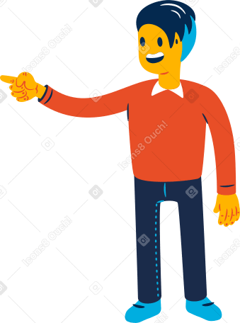 PNG 및 SVG의 Man pointing a finger from behind the front 일러스트