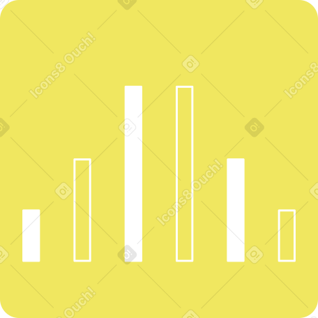 Bar chart on yellow square Illustration in PNG, SVG
