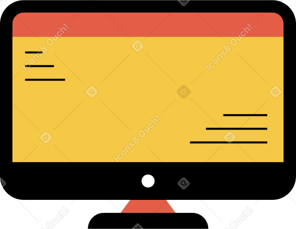 Browser yellow screen monitor with text Illustration in PNG, SVG