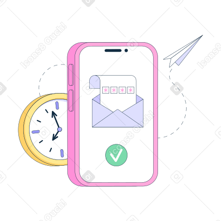 One-time password on the phone Illustration in PNG, SVG