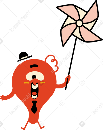 Red character with pinwheel Illustration in PNG, SVG