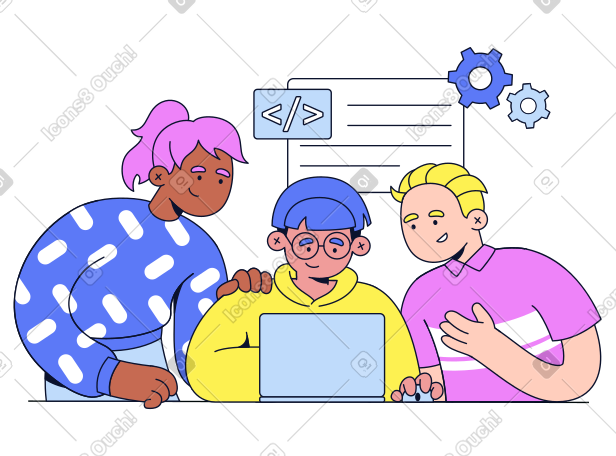 Dev team working on a project PNG, SVG