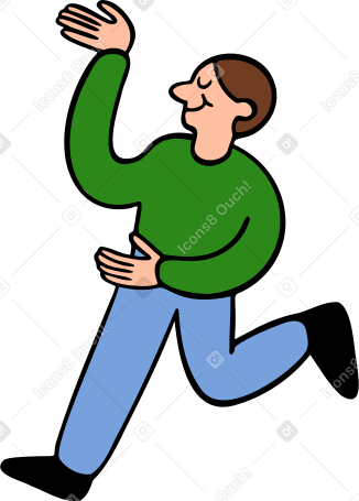 Happy man running around PNG, SVG