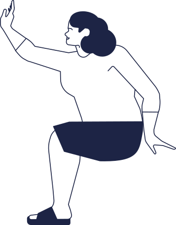 Woman sits and raises his hand high five side view Illustration in PNG, SVG