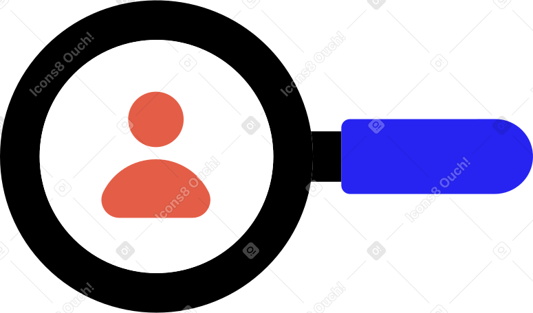 Magnifier with man icon Illustration in PNG, SVG