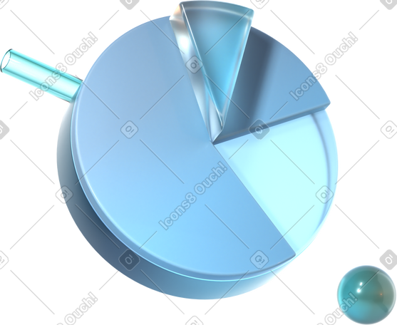 3D floating monochrome pie chart PNG, SVG